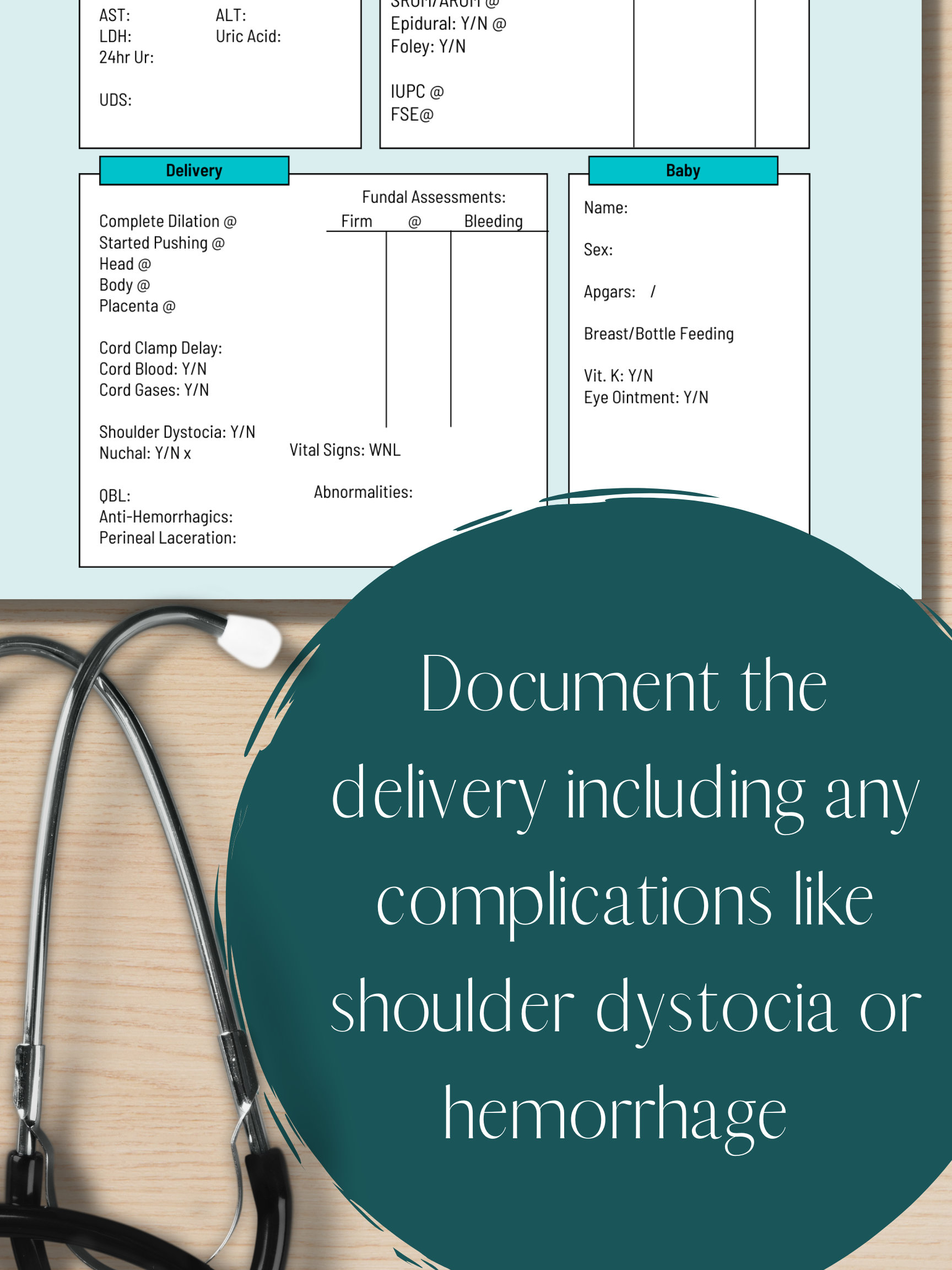 Labor and Delivery Report Sheet/ Digital Template - Etsy