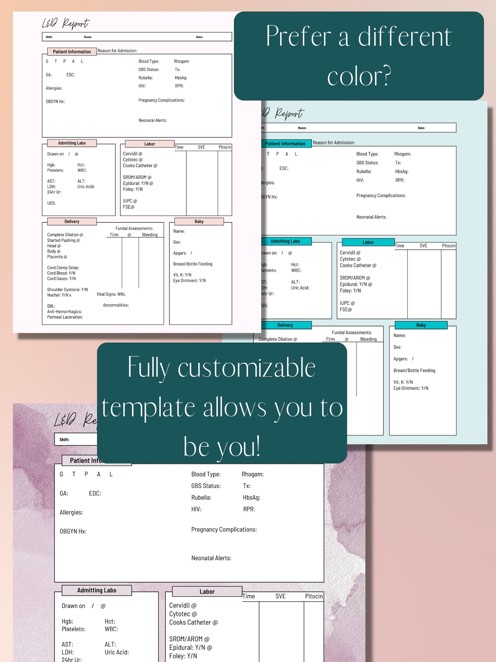 Labor and Delivery Report Sheet/ Digital Template - Etsy