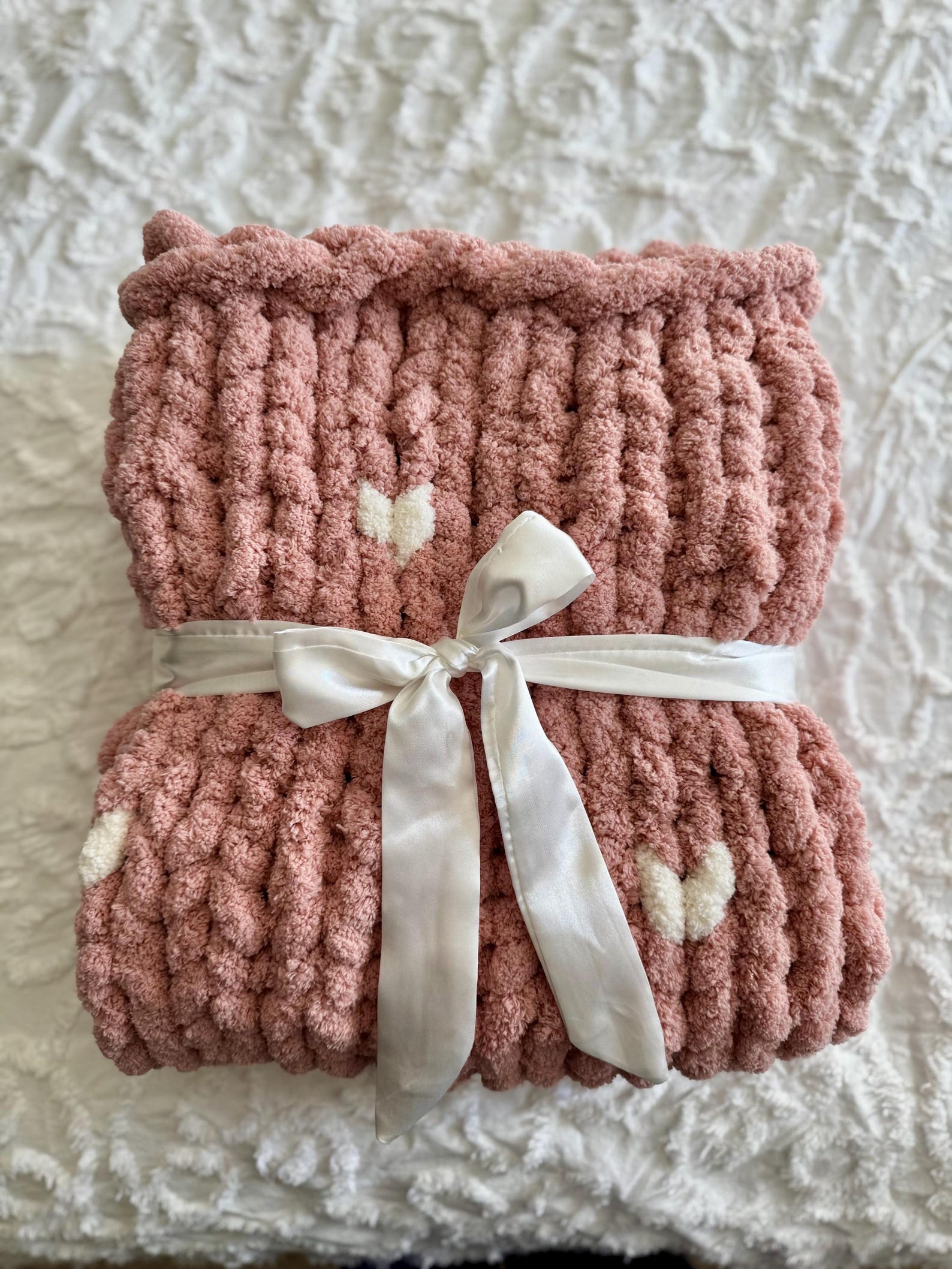 Chunky Hand Knit Heart Blanket - Etsy