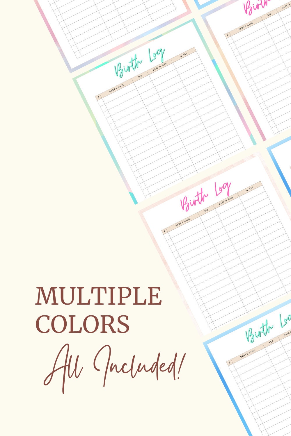 Labor and Delivery Birth Log/ Digital Download/ Multiple Colors - Etsy