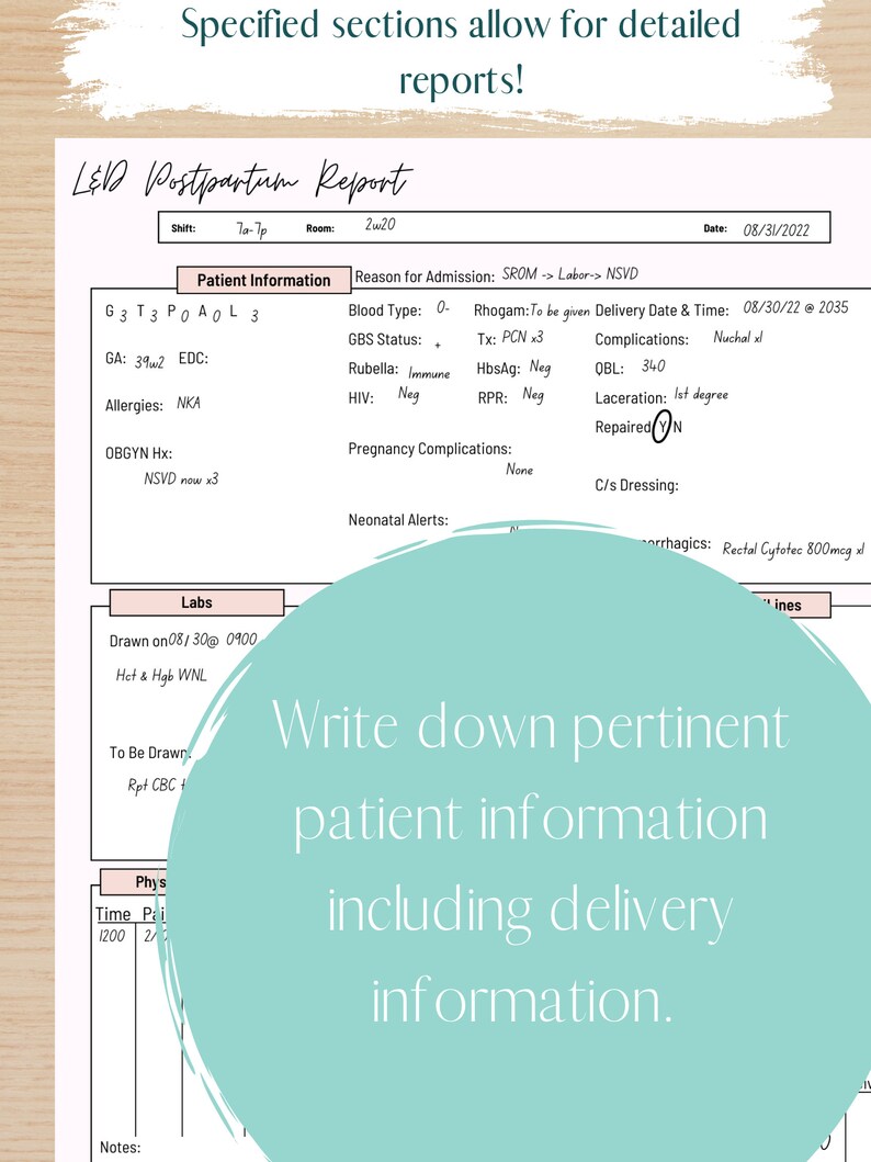 Postpartum Report Sheet / Digital Download - Etsy