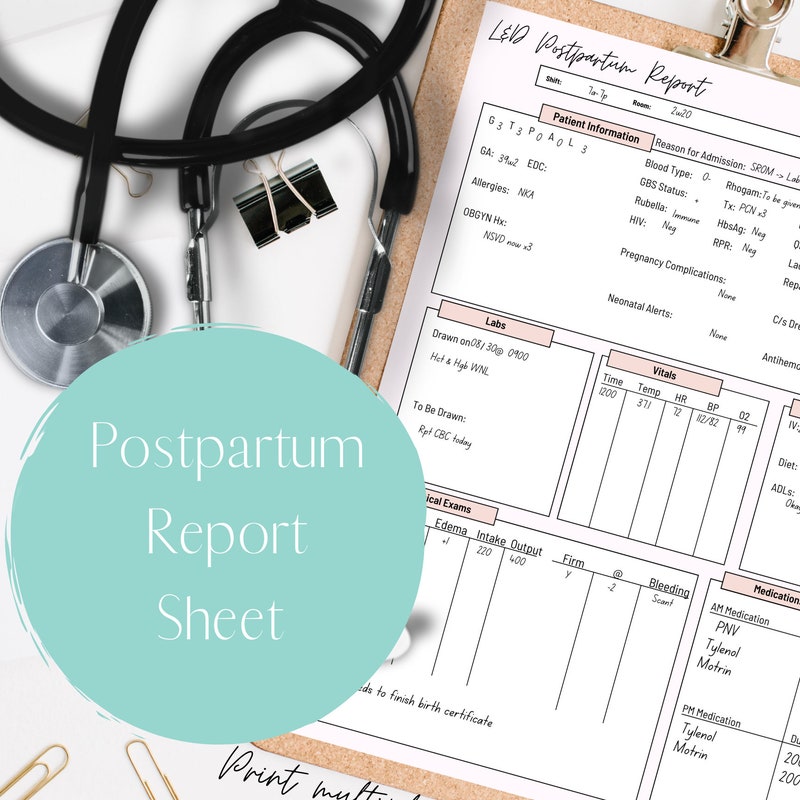 Postpartum Nurse Report - Etsy