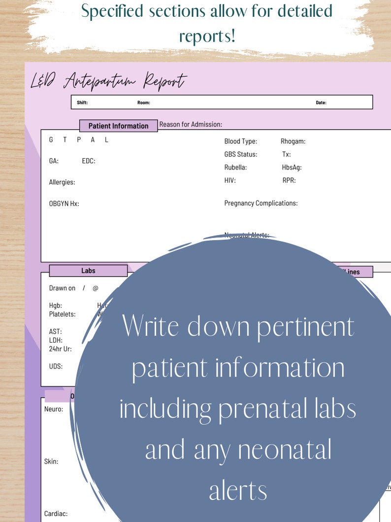 Labor and Delivery Antepartum Report Sheet / Digital Download - Etsy