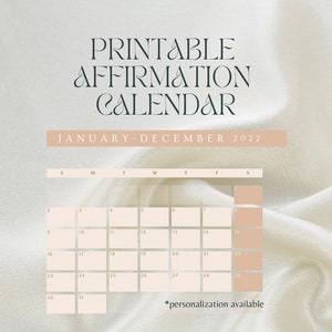 NEW 2022 Printable Affirmation Calendar Positive Affirmations Digital ...