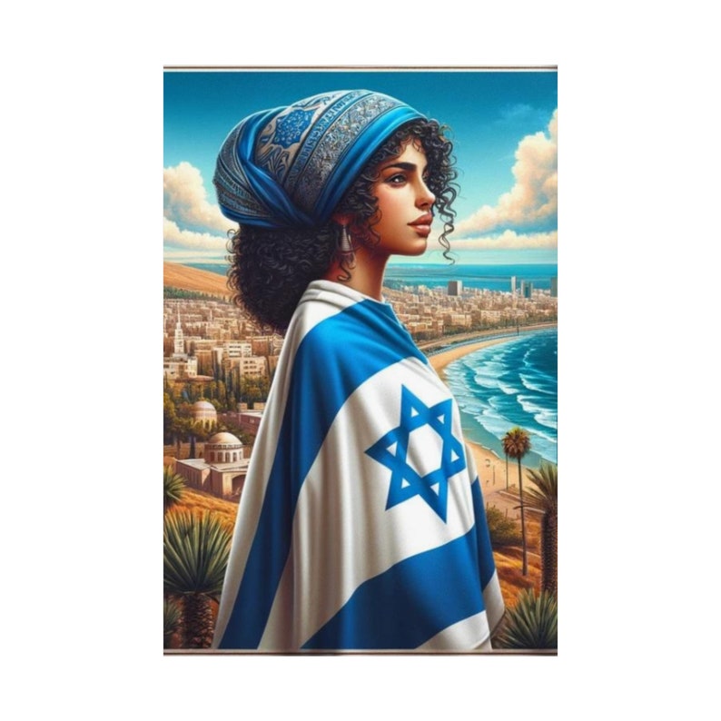 Beautiful Jewish Girl Poster Israeli Flag Artwork Etsy 5601