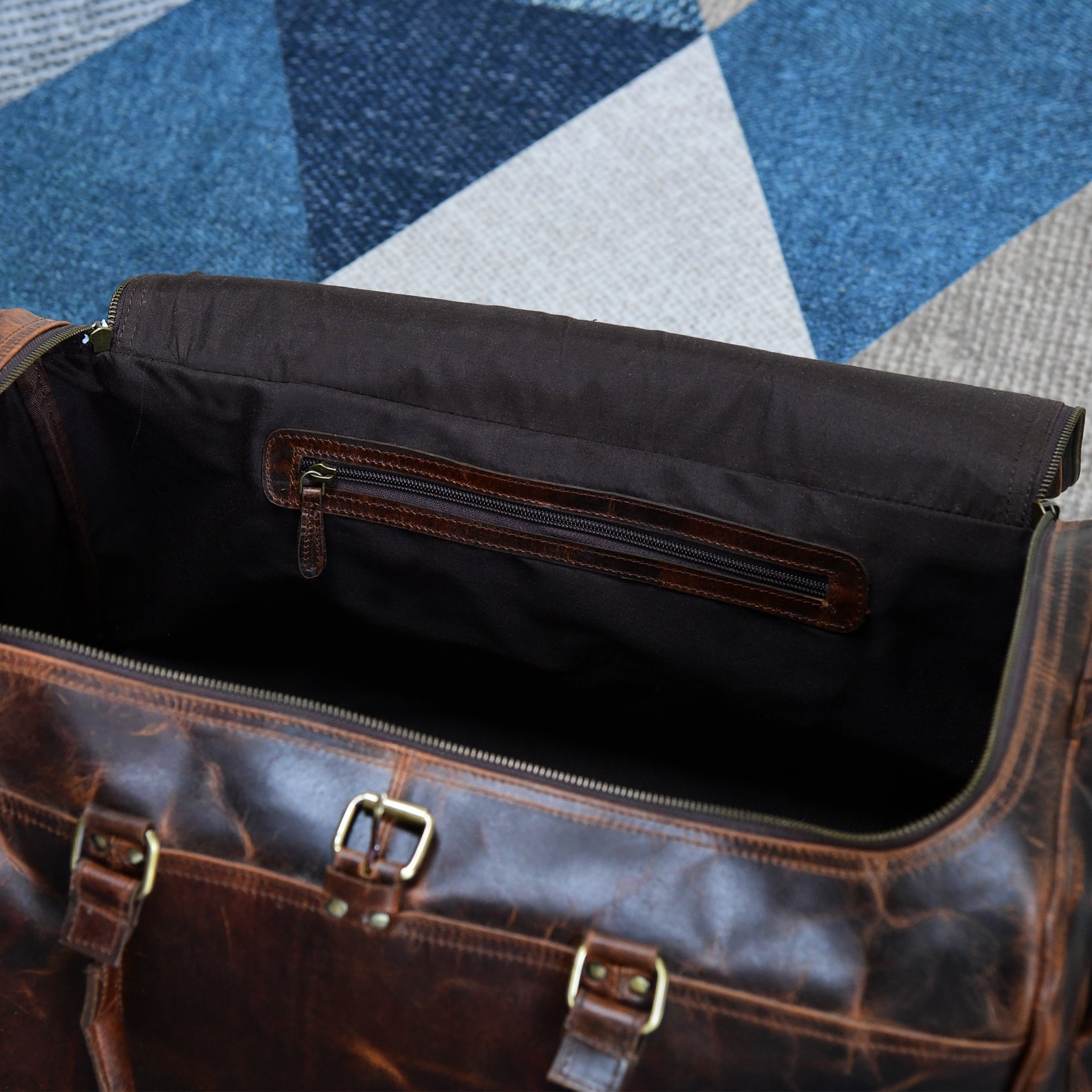 Engraved Leather Duffle Bag: Handmade Full Grain Weekender Travel ...