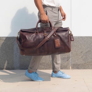 Personalized Leather Duffle Bag: Engraved Weekender Travel Holdall - Etsy