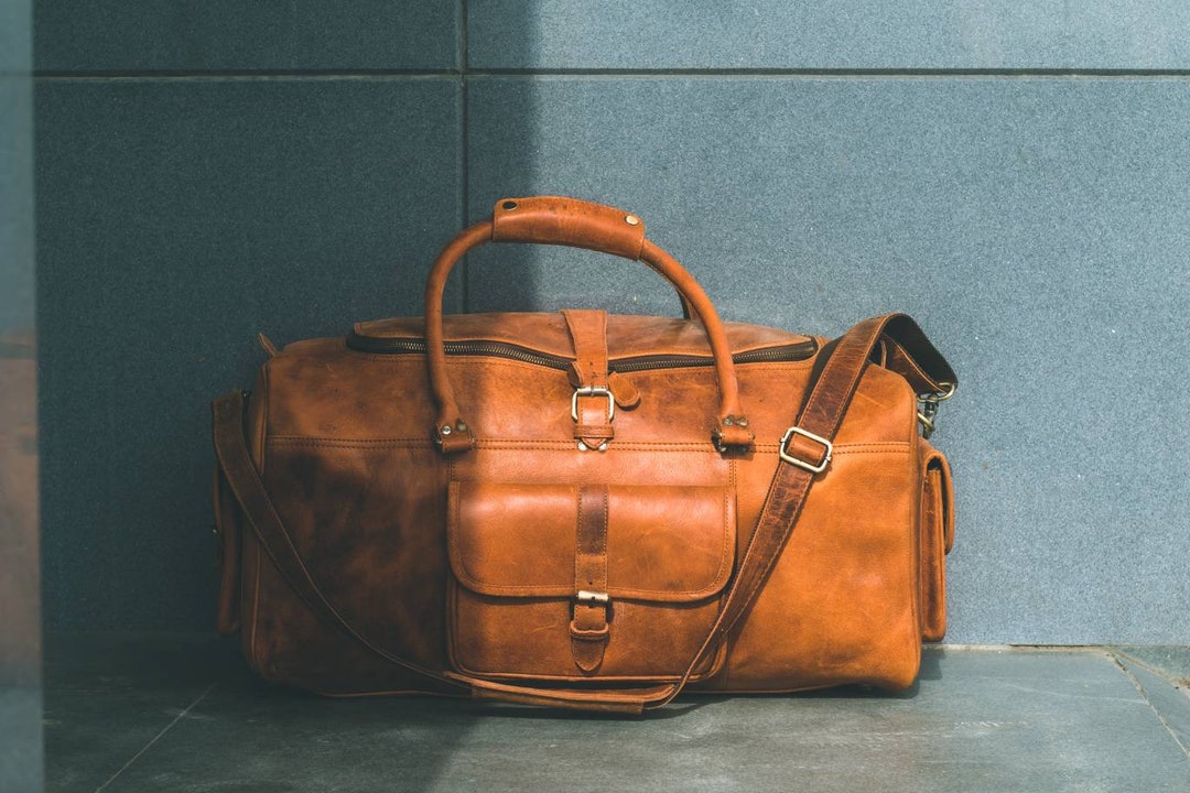 Personalized Leather Duffle Bag: Handmade Buffalo Weekender Travel Bag ...