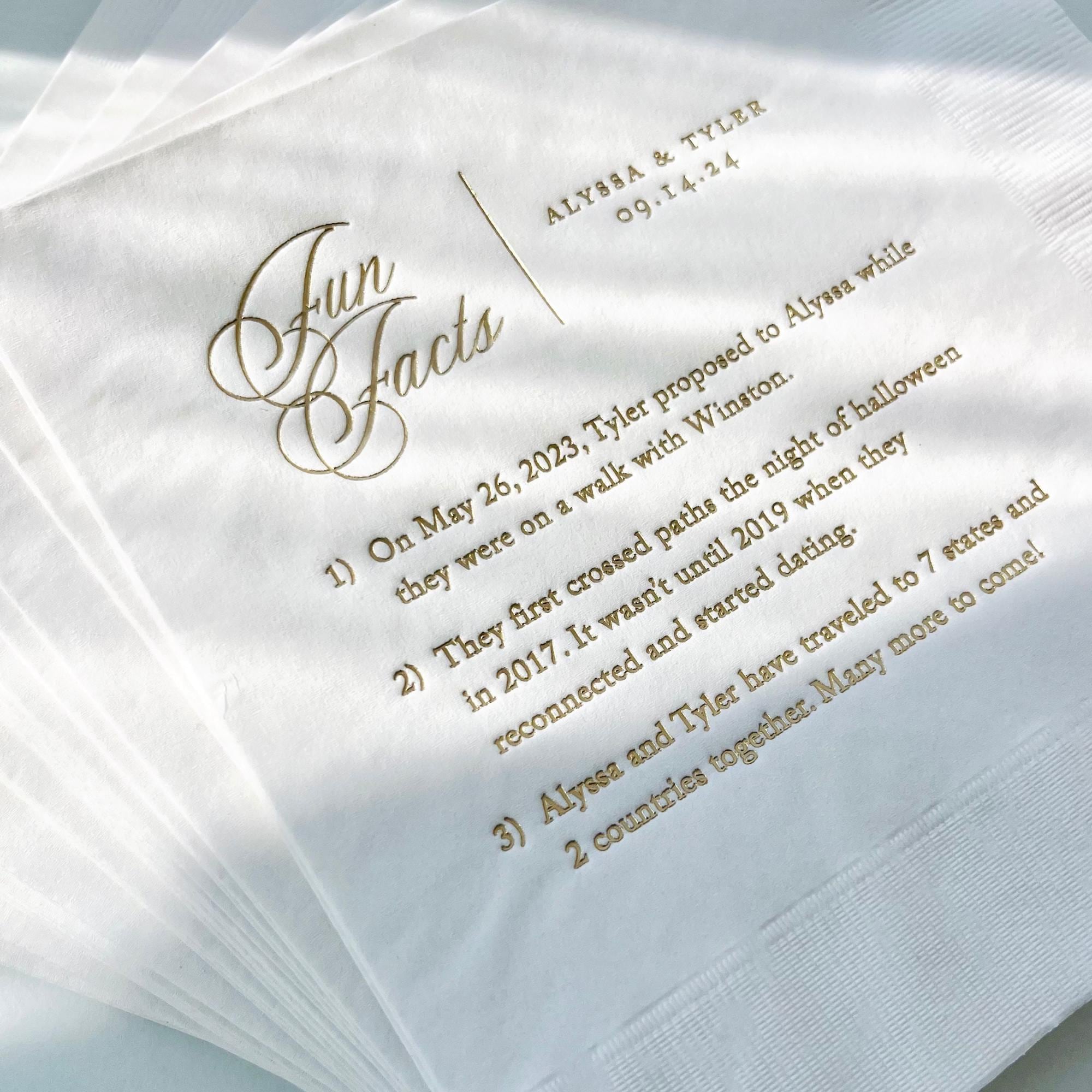 Fun Fact Cocktail Napkin Personalized Couple Wedding Shower Decorations ...