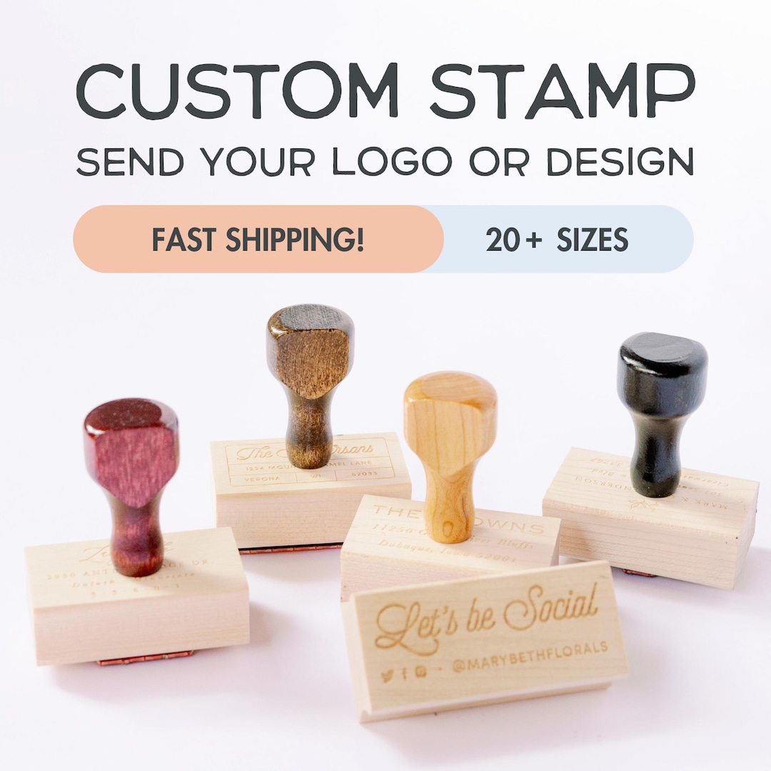 LARGE Custom Stamp 3" 4" 5" 6" 7" 8" 11" Self Inking or Wooden Mount ...
