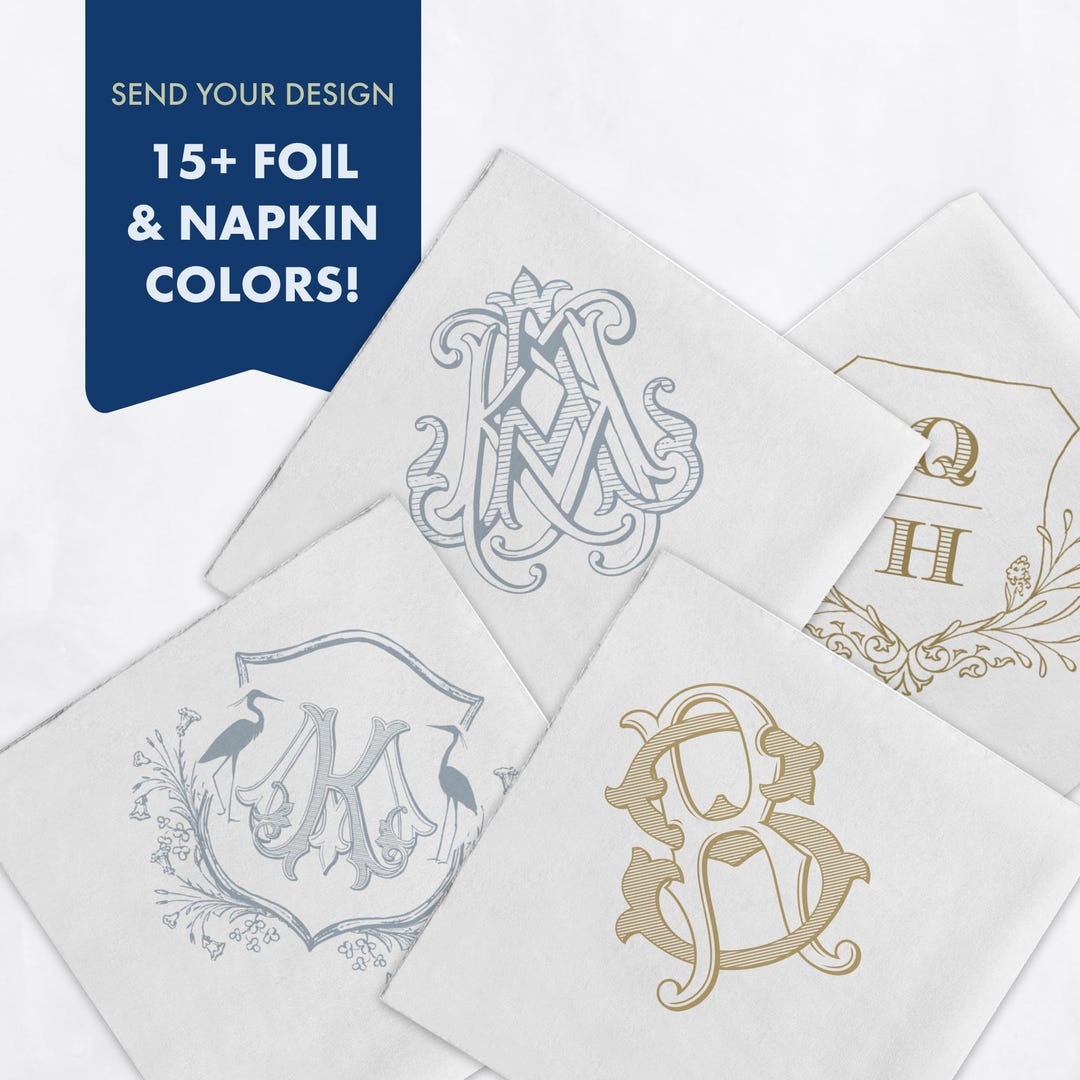 Personalized Foil Cocktail Napkin Custom Monogram Logo Napkins for ...