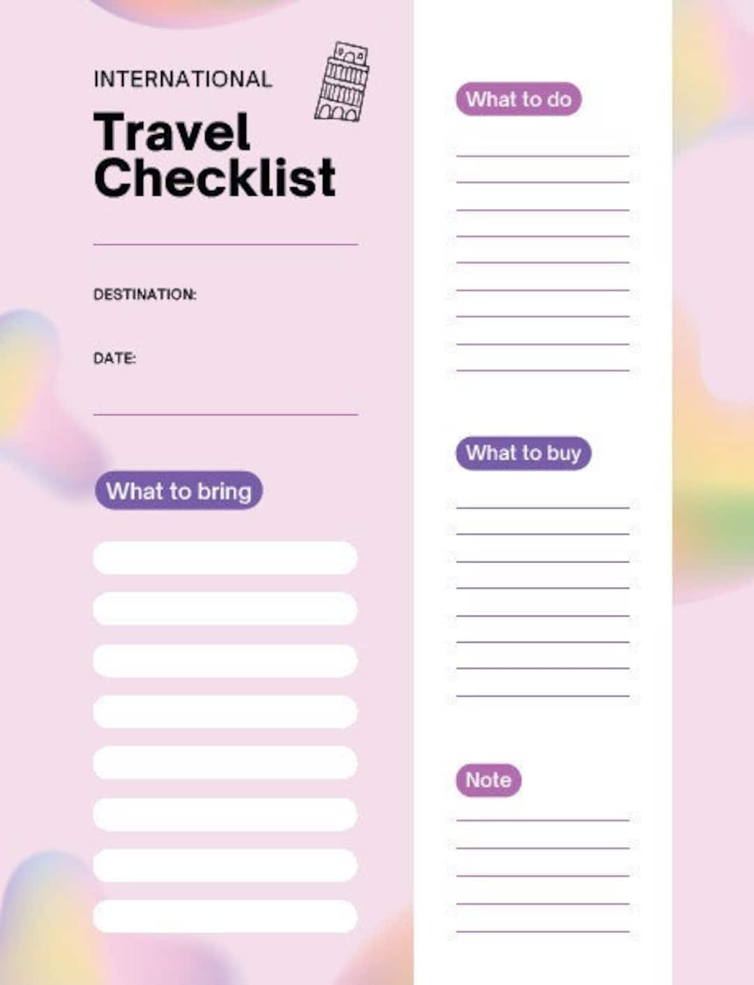 Editable Travel Packing List Printable | Travel Checklist Template ...