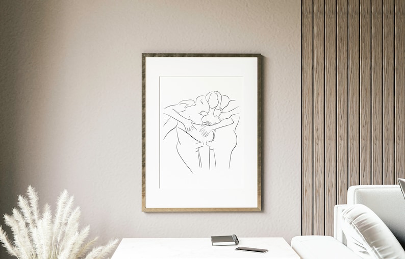 Erotic Line Sex Art Threesome Line Drawing Printable Wall Etsy