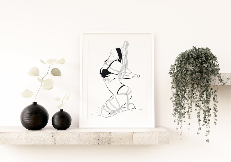 Erotic Line Art Bondage Line Drawing Shibari Rope Kink Sub Etsy Australia