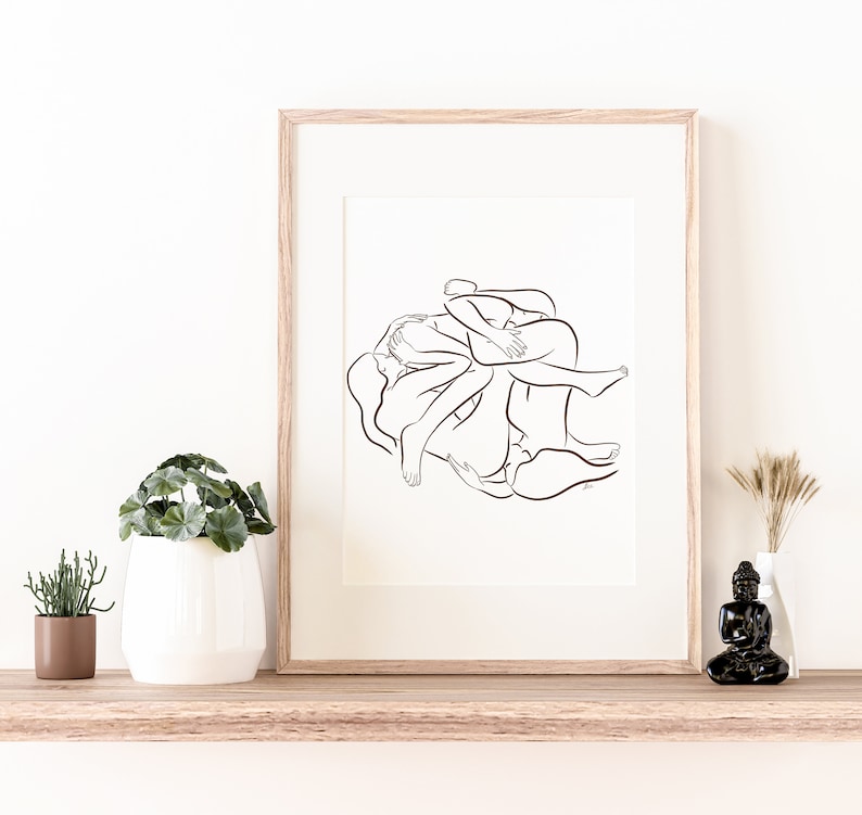 Erotic Line Art Lesbian Sex Threesome Line Drawing Etsy