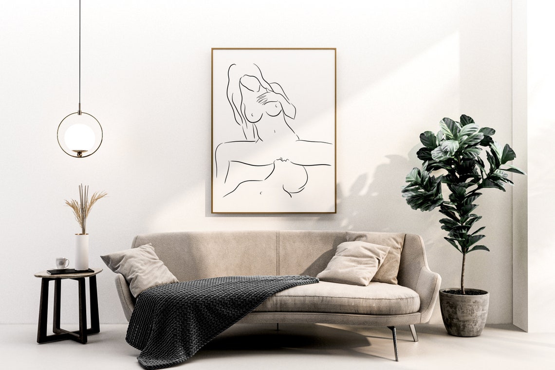 Erotic Line Art Oral Sex Naked Line Drawing Printable Wall Etsy Australia