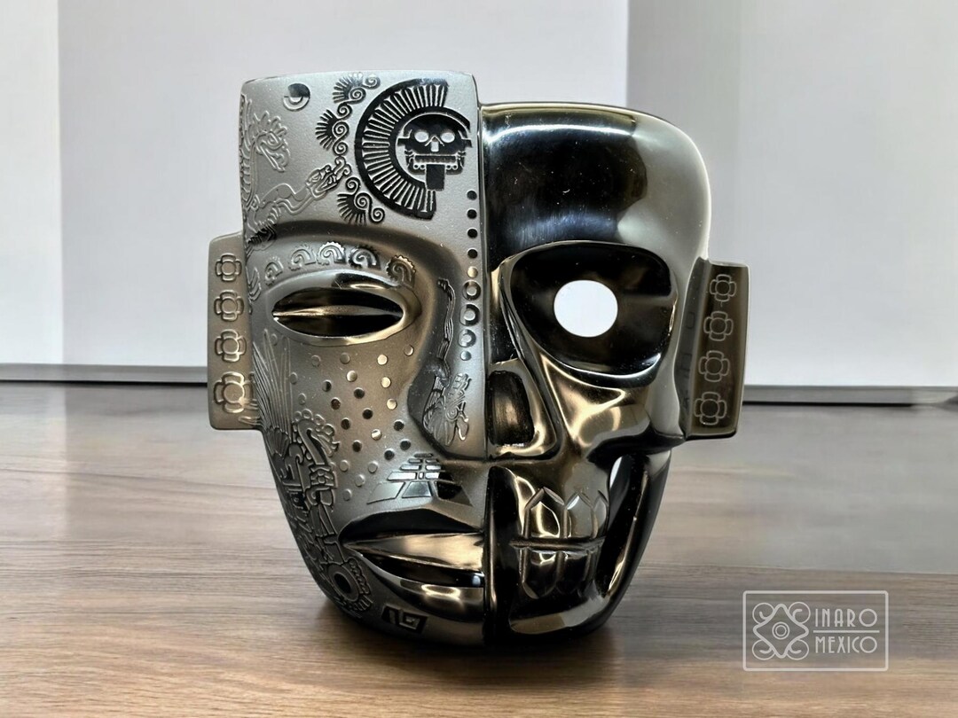 Mask of Duality: encounter of Life and Death, Hand Carved in Black ...