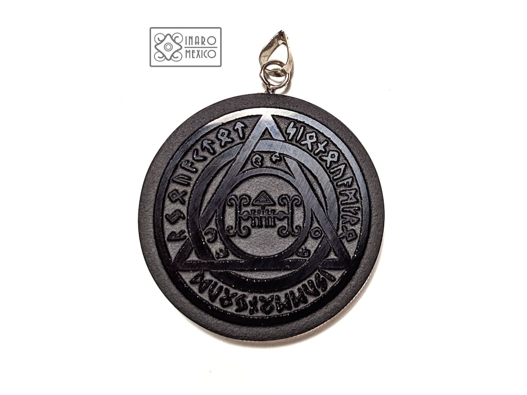 Seal of Constantine, Engraved Symbol in Natural Black Obsidian Pendant ...