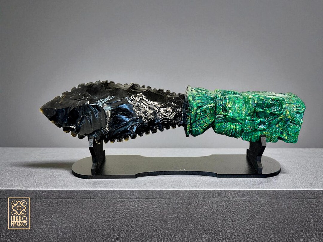 Obsidian Dagger With Malachite Handle – Maya Jaguar God | Handcrafted ...