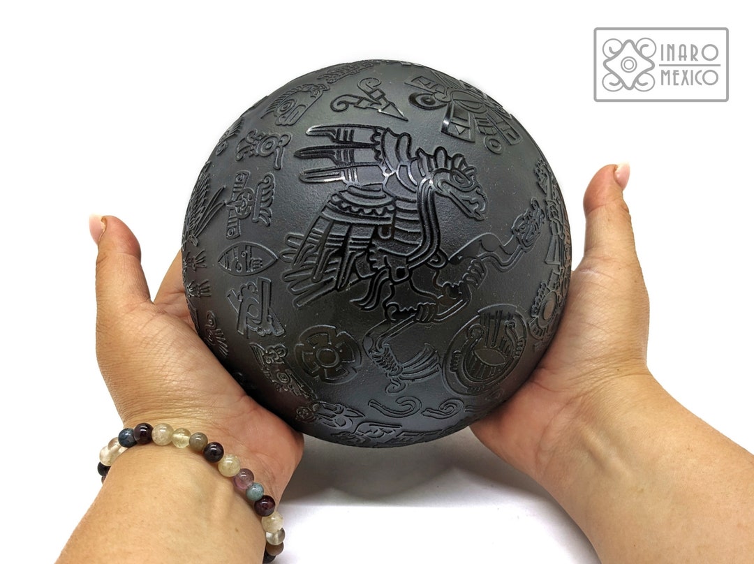 Black Obsidian Sphere, Engraved With the 5 Suns: the Gods of Mexica ...