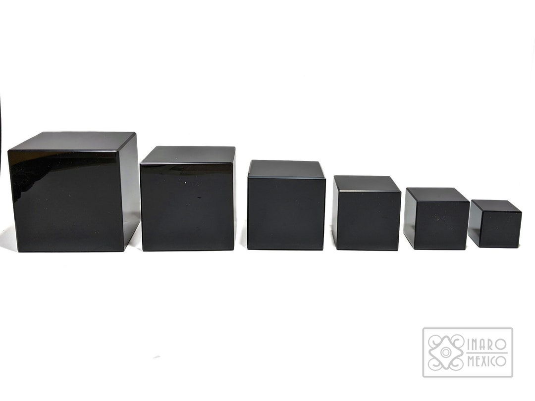 Natural Black Obsidian Cube, Obsidian Hexahedron Set of 6, Hand Carved ...