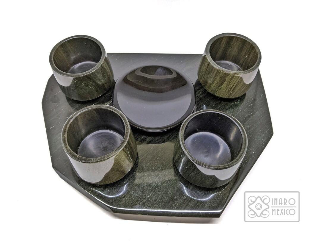 Golden Obsidian Tequila Shot Glasses Set, Mezcal Cups With Base - Etsy