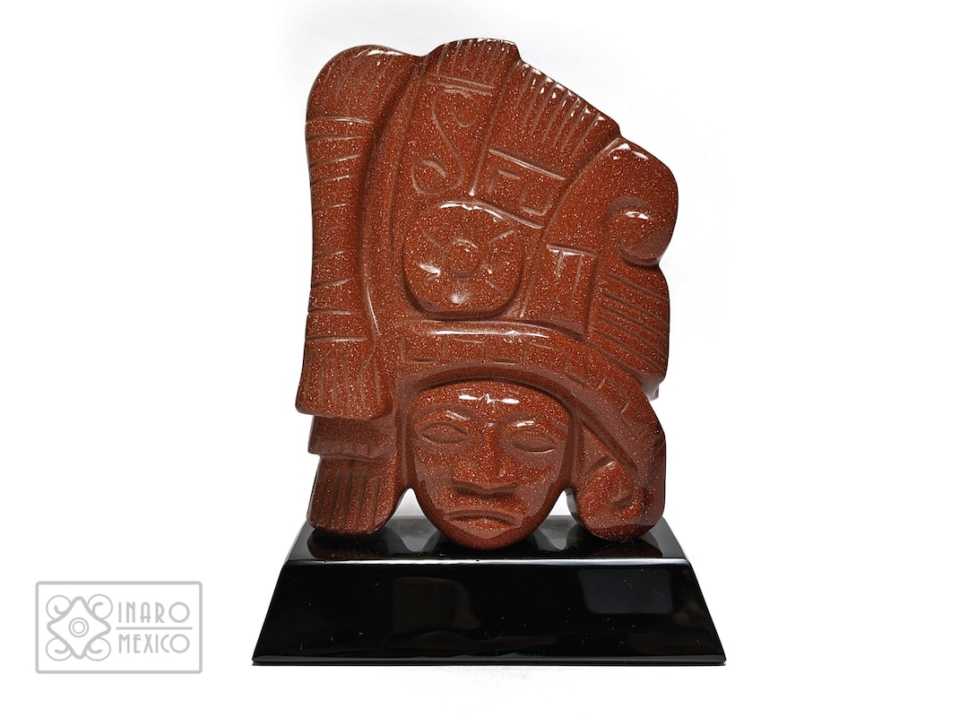 Pre-hispanic Head With Copilli: Sculpture in Venturine Stone and ...