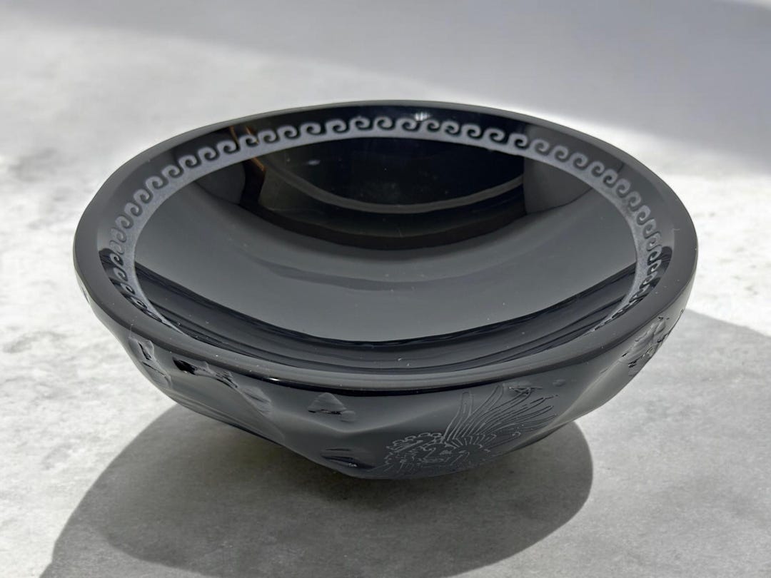 Obsidian Vessel, Polished Plate With a Rustic Edge. Hand Carved in ...