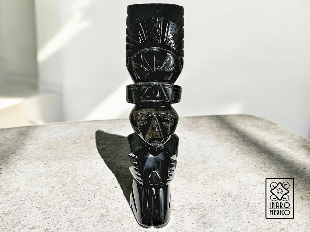 Aztec Warrior Sculpture, Golden Obsidian Statue | Hand-carved ...