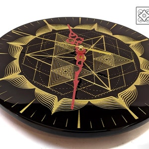 Wall Clock, Merkaba Desig, Hand Carved in Black Obsidian, Home Clock ...