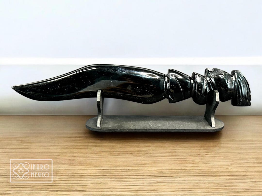 Black Obsidian Knife: Aztec Warrior Knife, 10" Ritual Tool, Altar ...