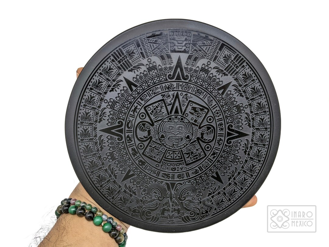 Aztec Calendar (“sun Stone”), Engraved on a Black Obsidian Mirror, 8 ...