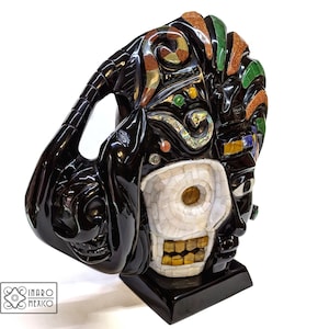 Duality (life and Death) Mask, Obsidian Mask Upholstered With a Mosaic ...