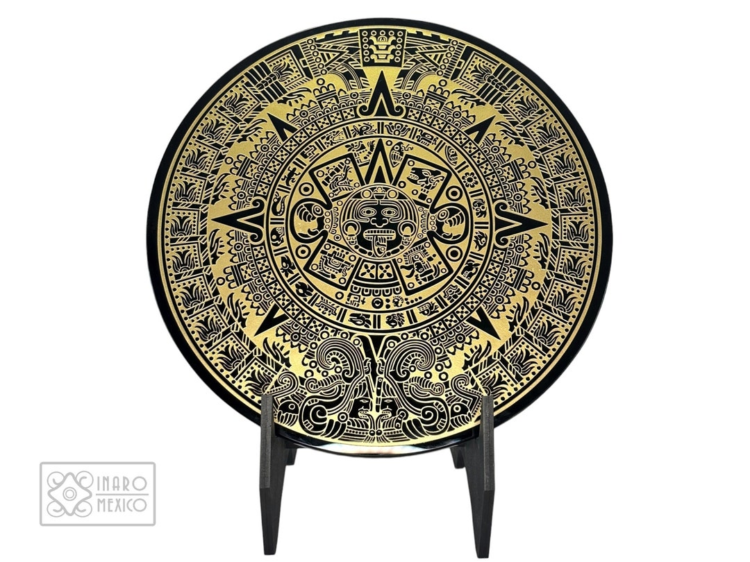 Aztec Calendar (“sun Stone”), Engraved on a Black Obsidian Mirror, 12 ...