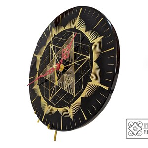 Wall Clock, Merkaba Desig, Hand Carved in Black Obsidian, Home Clock ...