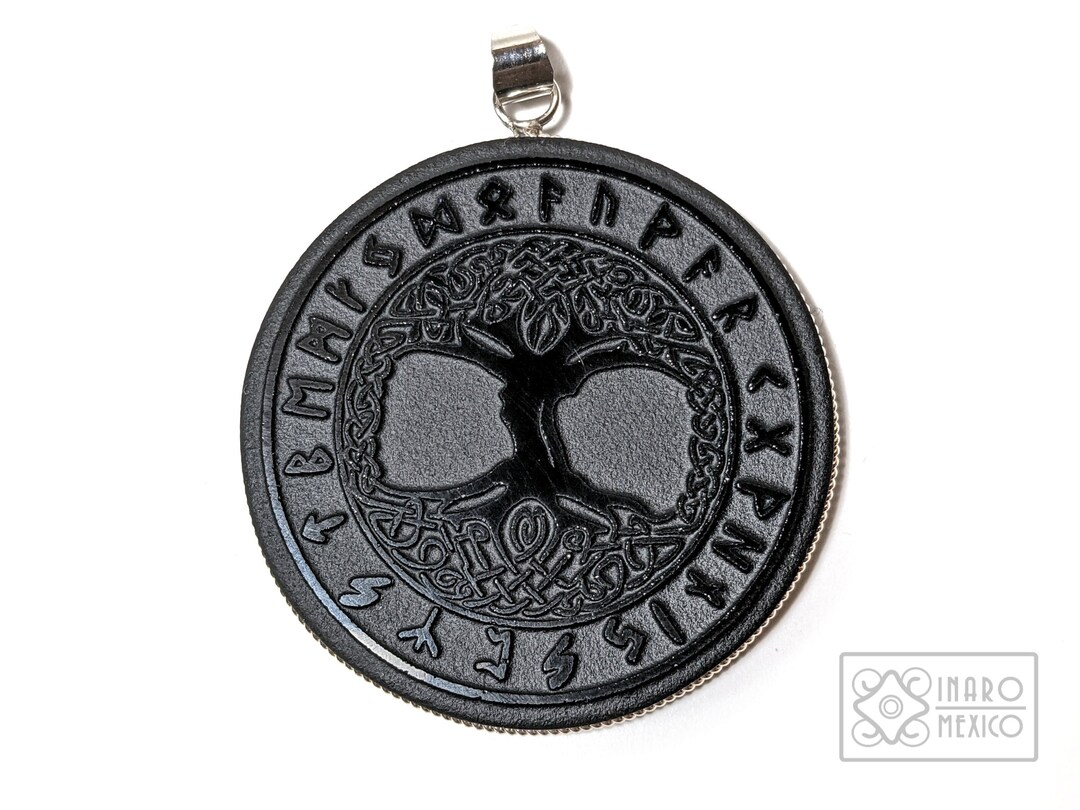 The Tree of Life, Medallion Engraved in Natural Black Obsidian, 2 ...