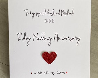 Ruby 40th Wedding Anniversary Card for Husband Happy Anniversary ...