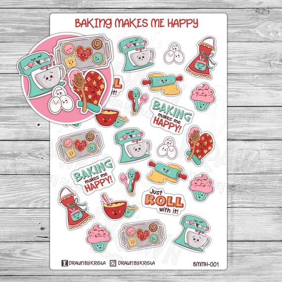 Baking Makes Me Happy Stickers Planner Stickers Happy | Etsy
