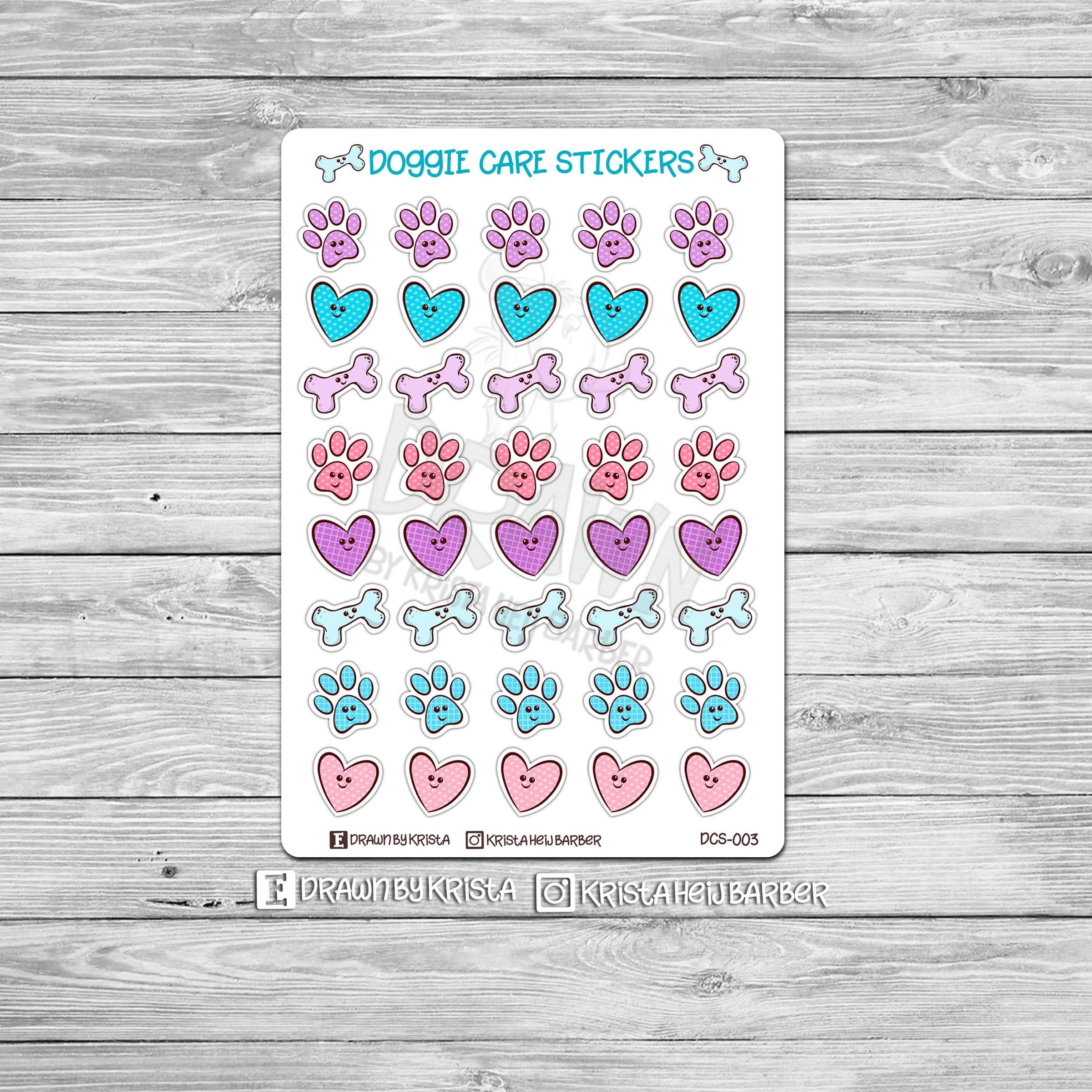 Doggie Care Sticker Kit-Includes 4 pages Total of 118 | Etsy