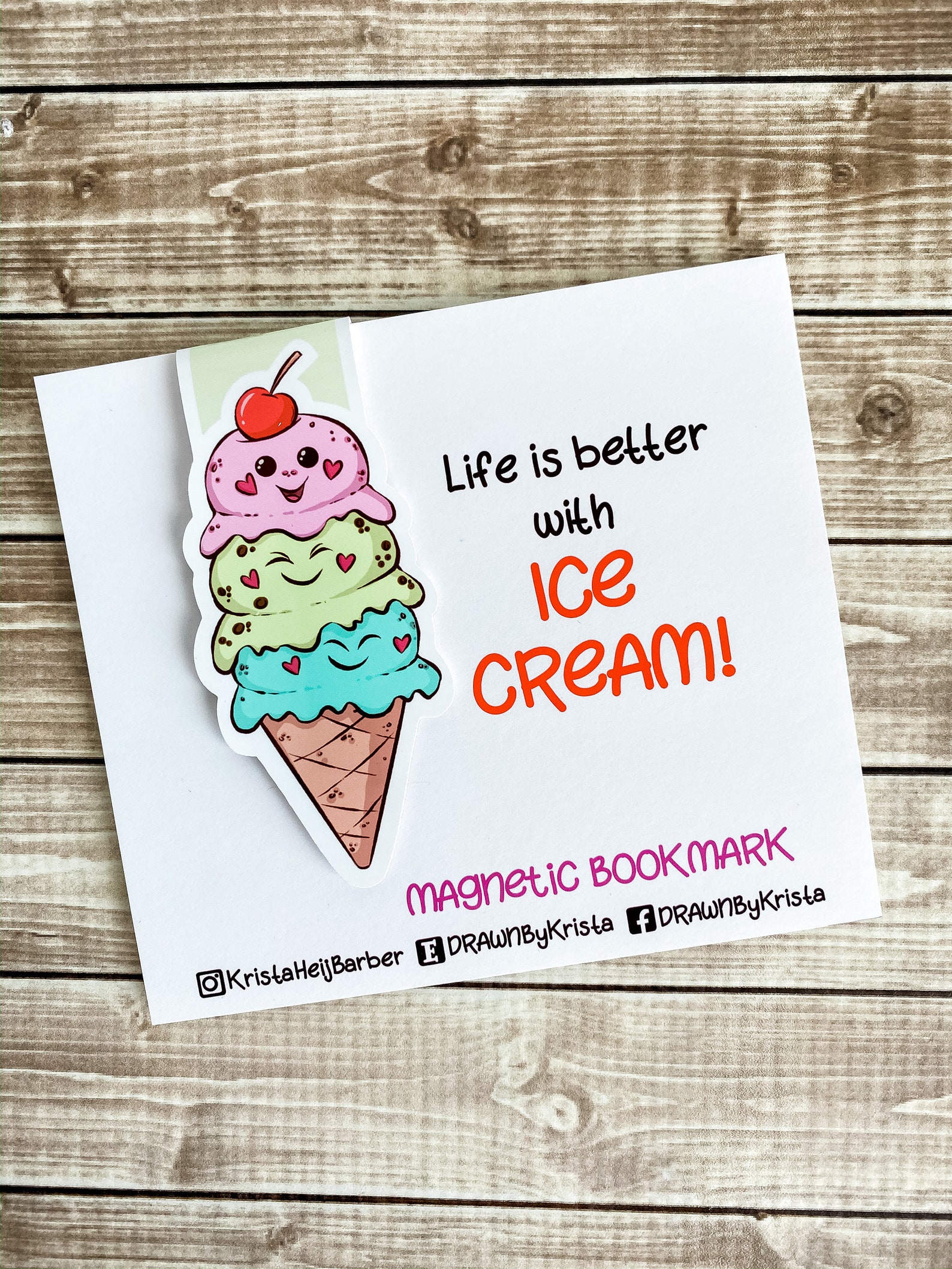 Cute Ice Cream Cone Magnetic Bookmark Kawaii Bookmarks | Etsy