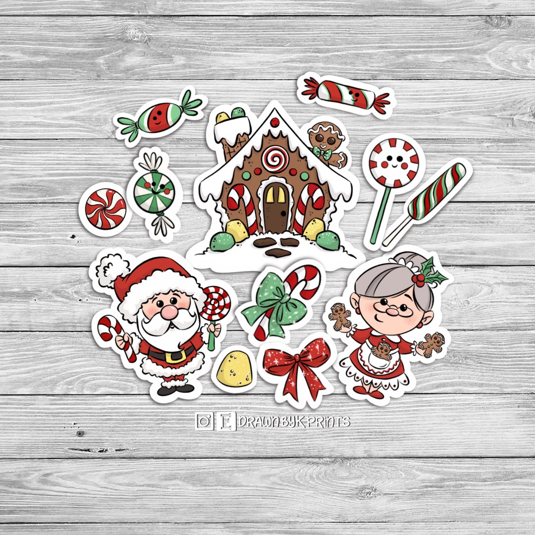 Candy Cane Lane Santa and Mrs Claus Sticker Pack, Set of 12 Christmas ...