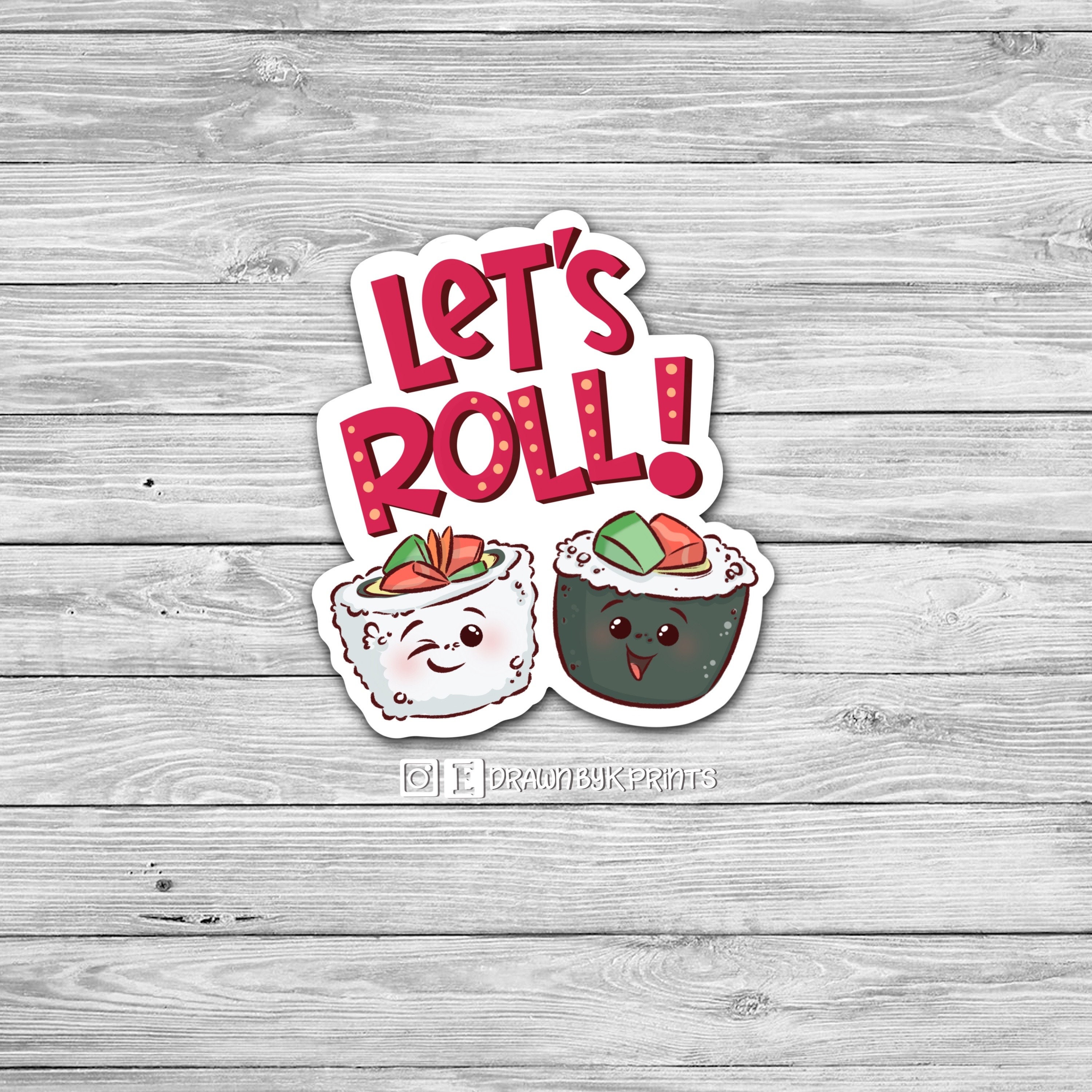 Let's Roll Sushi Sushi Sticker Die Cut Water Resistant | Etsy