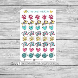 Kitty Care Sticker Kit Includes 4 Pages Total of 121 Stickers Planner ...
