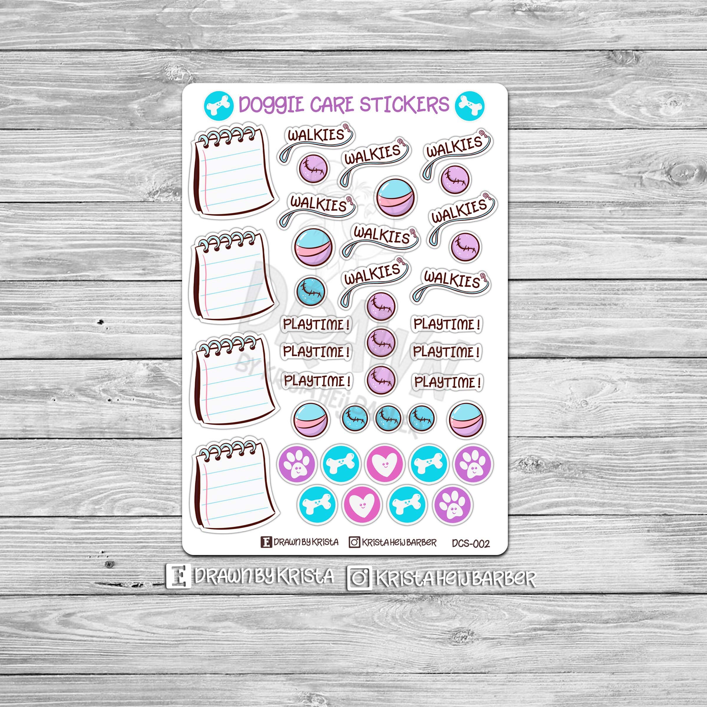 Doggie Care Sticker Kit-Includes 4 pages Total of 118 | Etsy
