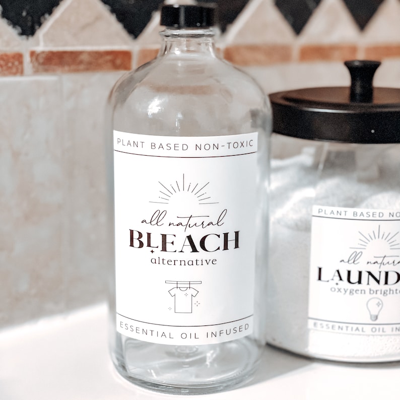 Bleach Label 32 Oz. Glass Bottle Label Laundry Label - Etsy UK