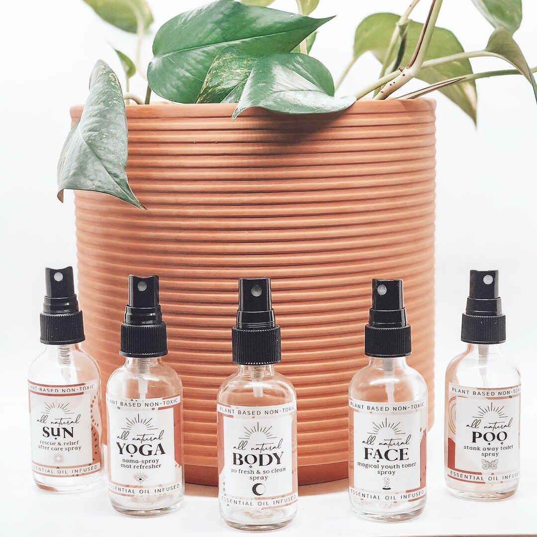 Set of 5 Glass Bottle Spray Labels | Essential Oil Labels | Body Spray ...