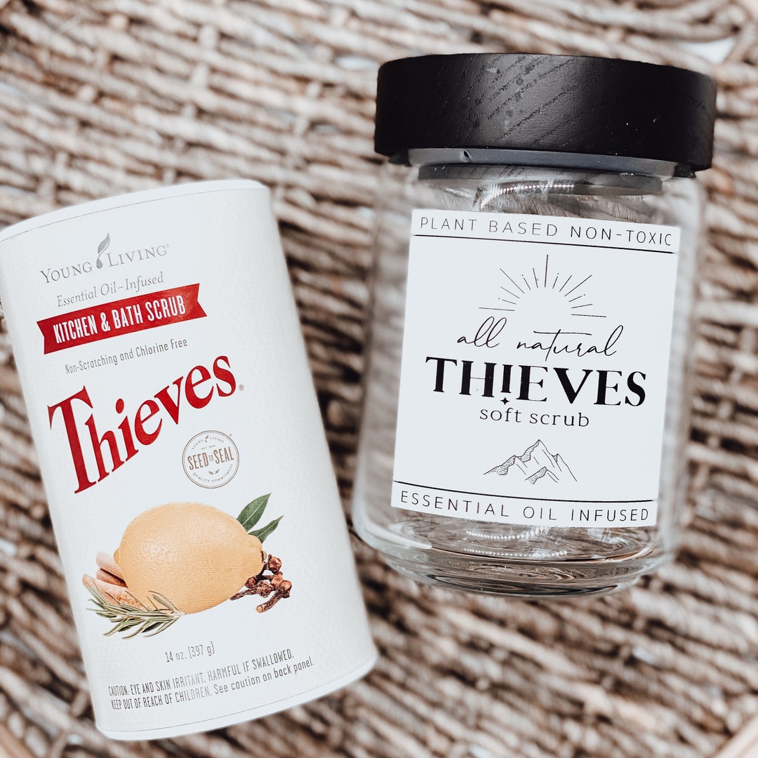 Thieves Soft Scrub Label | Glass Label | Essential Oil Bottle Label ...