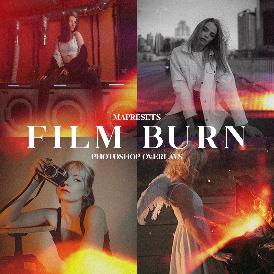 100 FILM BURN LIGHT Overlays | Vintage Film Burn, Light Leaks, Grainy ...