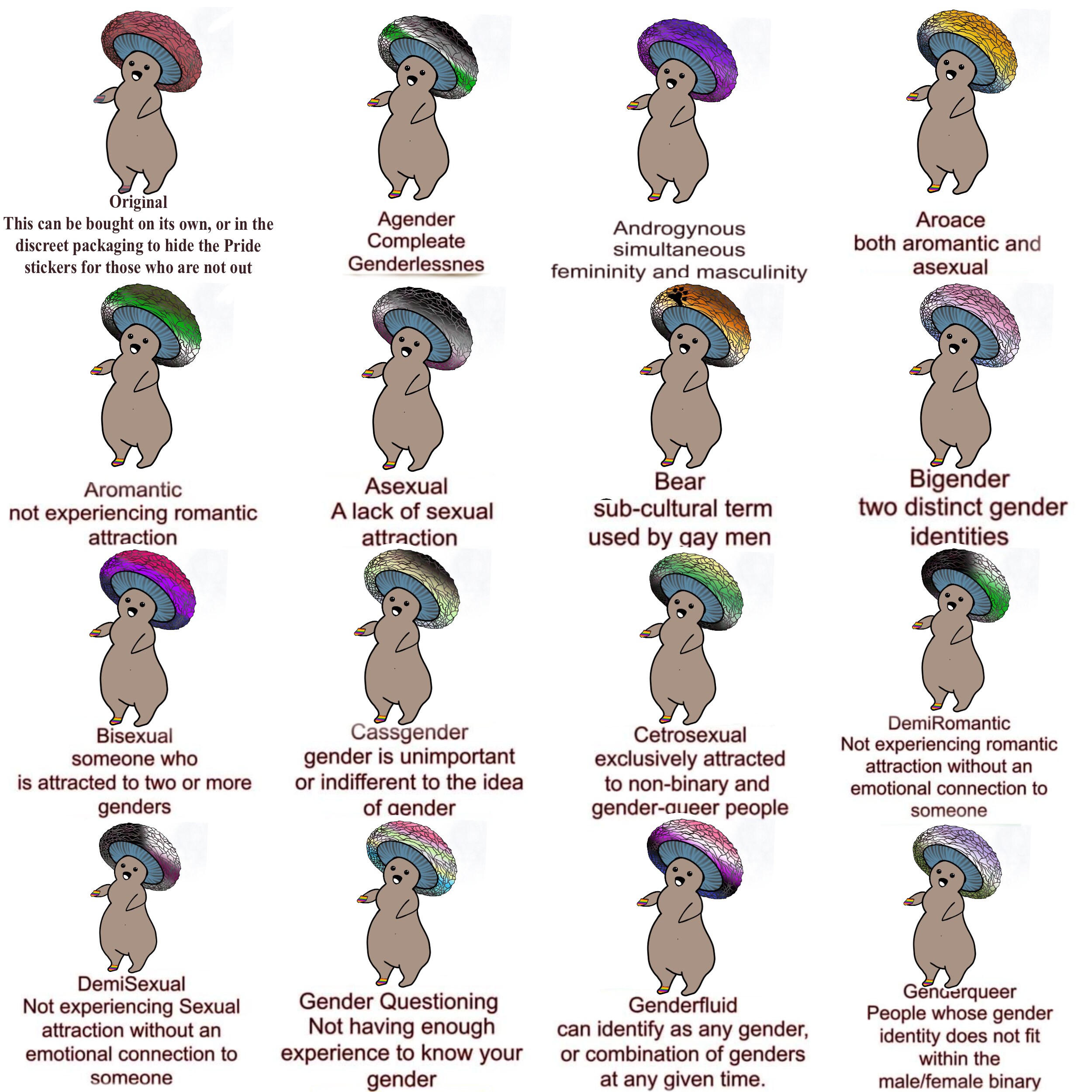 LGBT Mushroom With Socks Sticker , Large Stickers, LGBTQIA, Pride ...