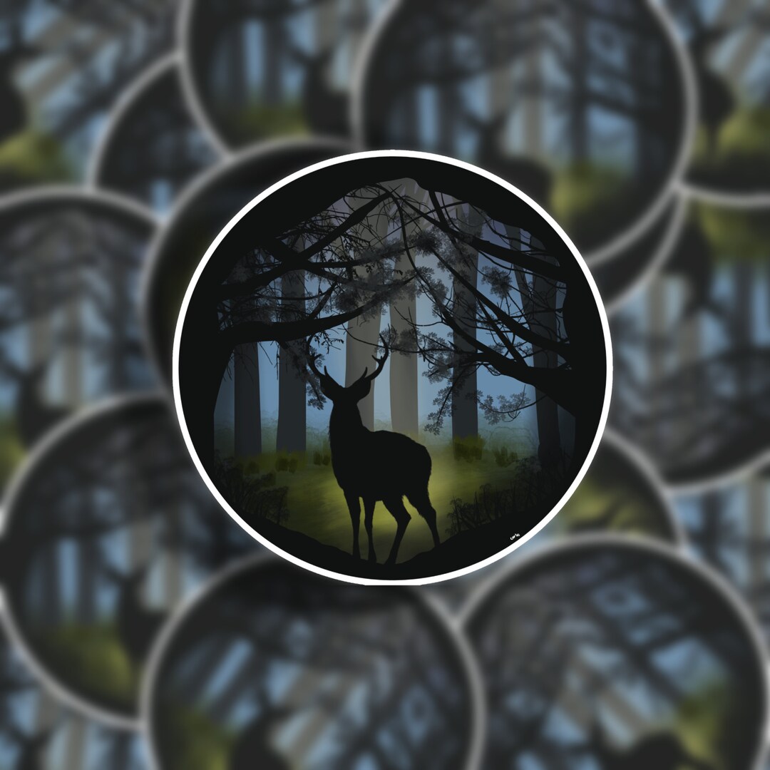 Deer in the Forest Sticker, Large Sticker, Laptop Decals, Waterbottle ...